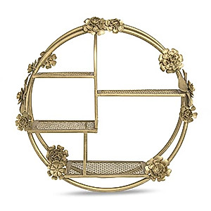 Crane Baby Nursery Décor, Brass Shelving Wall Décor for Boys and Girls, Flower, 20.5” x 20.5” x 6"