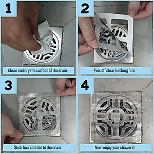 30 PCS, 3.9" X 3.9" Disposable Drain Covers, Disposable Drain Hair Catcher, Disposable Drain Covers for Shower, Disposable Filter Patches for Drain, Disposable Shower Drain Hair Catcher Mesh Stickers