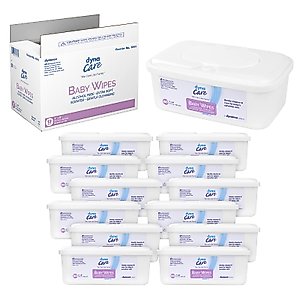Dynarex 1311 Baby Non-Alcohol Wipe, Lanolin and Aloe to Moisturize Skin, Non-Woven and Unscented, 7 x 8", Pack of 960