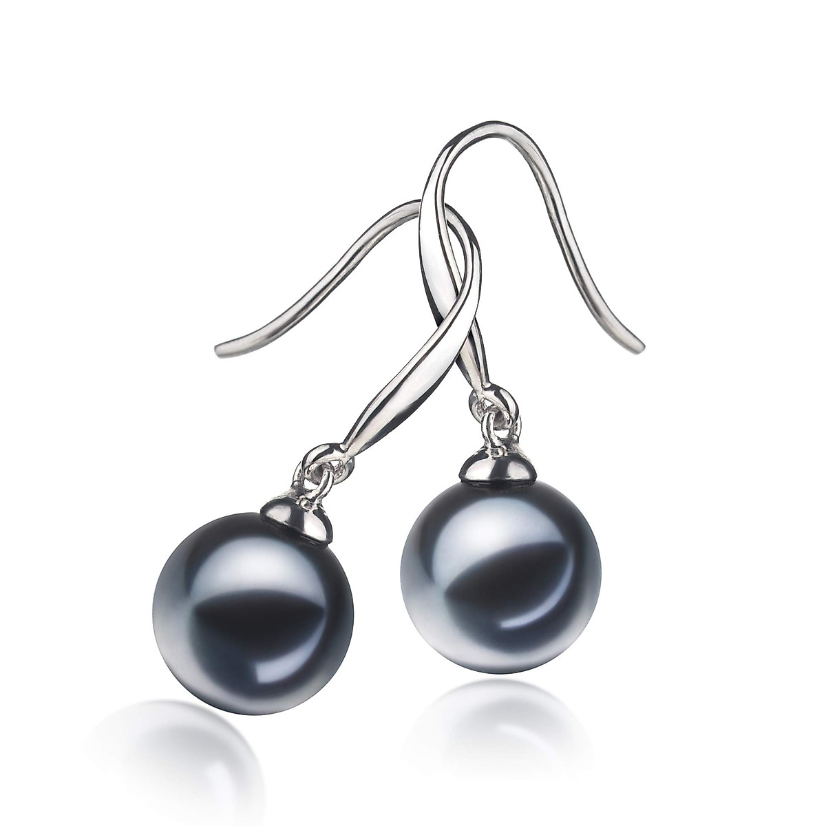 Yoko Black 7-8mm AAAA Quality Freshwater 925 Sterling Silver Cultured Pearl Earring Pair For Women
