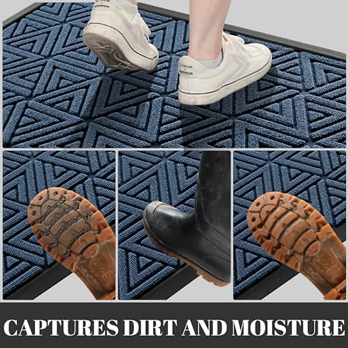 Yimobra Door Mat Outdoor Entrance, Heavy Duty Durable Front Welcome matt for Outside Home Entry, Doormat for Back Patio Floor Porch Garage Office, Low Profile, Easy Clean, Waterproof, 29.5 x 17, Blue