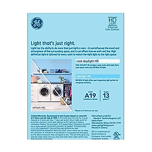 GE Refresh 60-Watt EQ A19 Cool Daylight Medium Base (e-26) Dimmable LED Light Bulb (4-Pack)