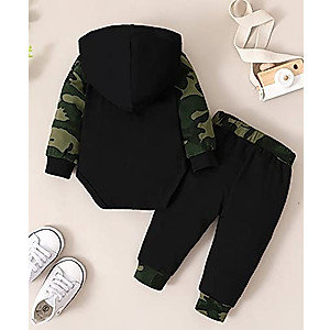 Newborn Baby Boy Clothes,Camo Fall Winter Outfits Clothing Black 0-3 months