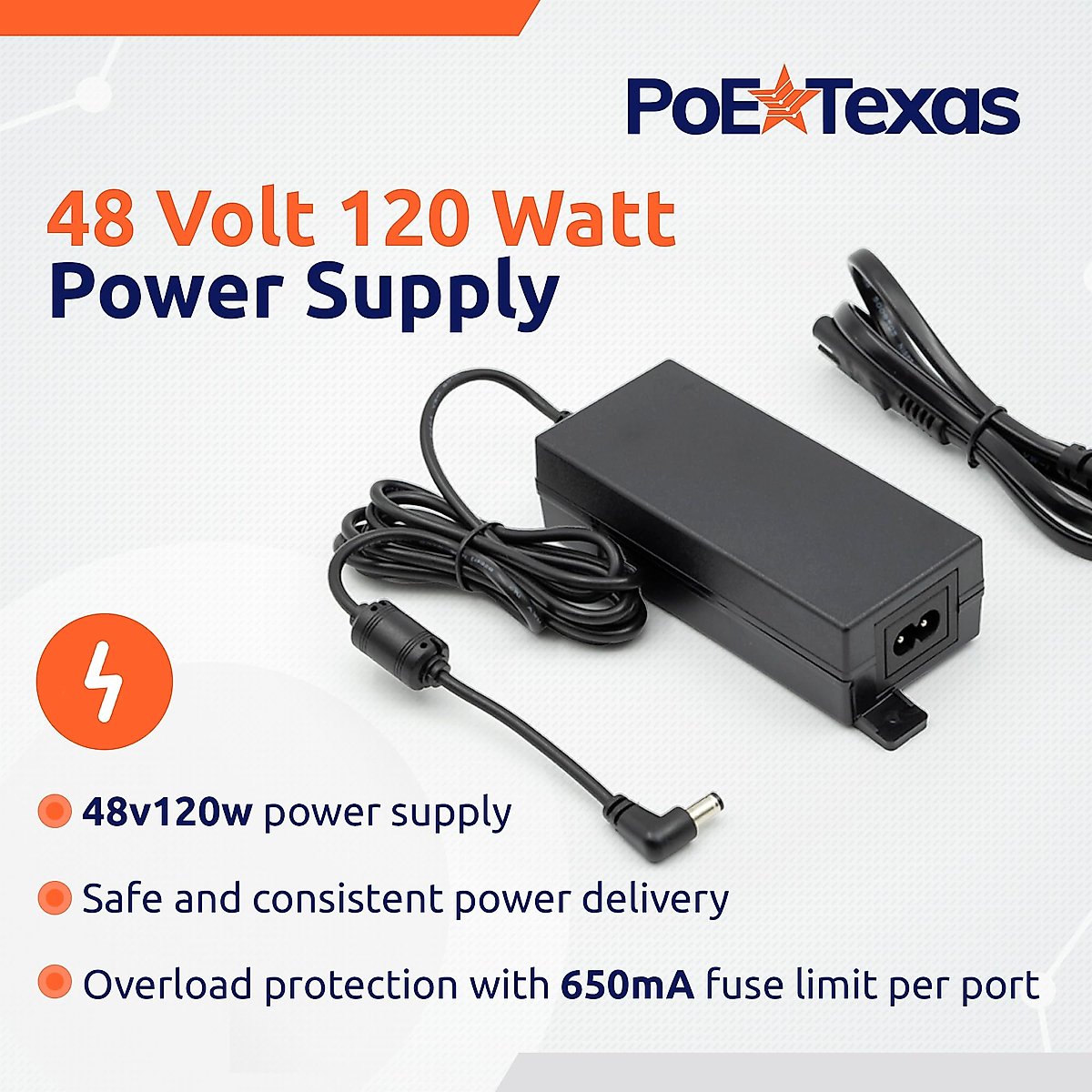 PoE Texas 12 Port PoE Injector with 48v120w Power Supply - 10/100 Data - Rack Mount - Add Passive Mode B 802.3af PoE to a Non PoE Switch for VoIP, WiFi AP, IP Camera, Security & Surveillance Systems