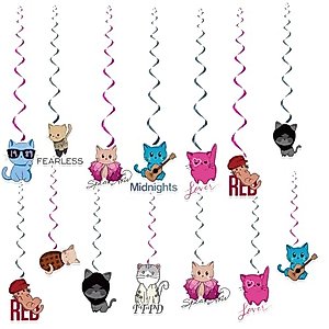 Singer Party Decorations Hanging Swirls, Cat Music Album Party Decorations Singer Birthday Party Supplies Hanging Swirls for Fans Birthday Party Decorations Cutouts
