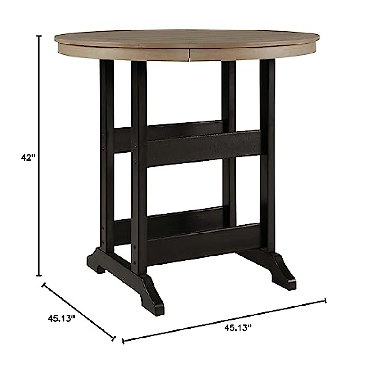 Signature Design by Ashley Fairen Trail Modern Round Bar Table with Umbrella Option , Black & Brown