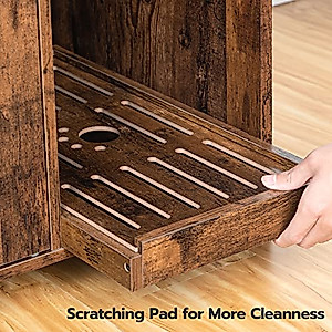 HOOBRO Litter Box Enclosure, Cat Washroom, Double Door Cat House, Hidden Litter Box Furniture, Splash-Proof Litter Control Board, Large Size, Side Table, Coffee Bedside Table, Rustic Brown FG80MW01