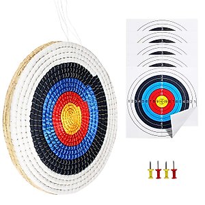 SinoArt Traditional Solid Straw Round 3 Laryes Hand-Made Archery Target Face for Recurve Bow Longbow Shooting Practice with 5 Paper Target Face