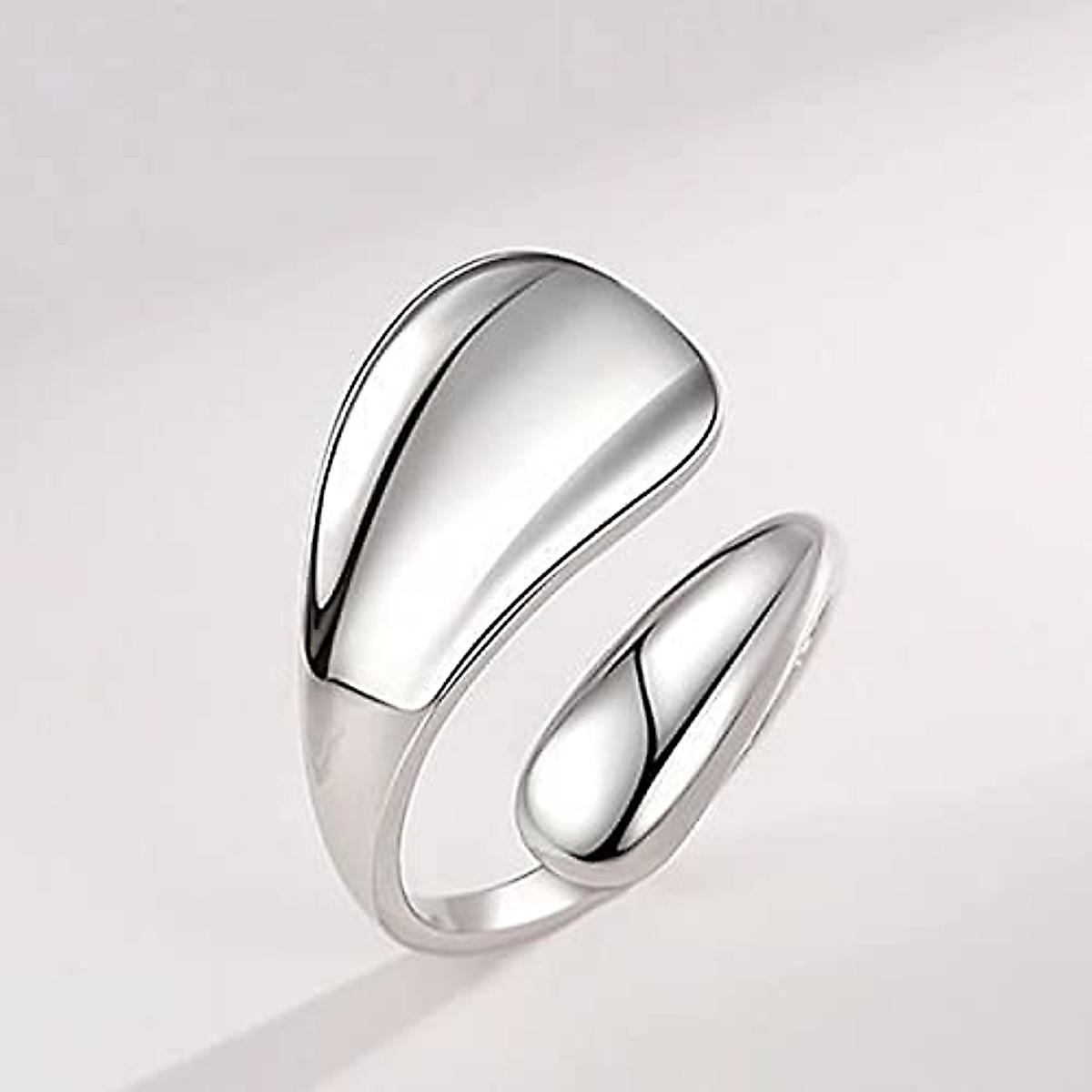 WPPHXY 925 Sterling Silver Rings Handmade Rings Adjustable Open Teardrop Rings Waterdrop Ring for Women Girls Color 1