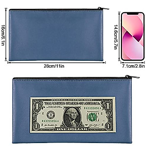 4 Pieces Money Bags With Zipper , 11x6.1 inch Money Pouch, Bank Bag, Cash Bag , Check Wallet, Cosmetics(navy)