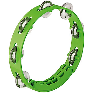 Nino Percussion NINO49GG Compact 8" ABS Plastic Handheld Tambourine, Grass Green
