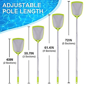 Sepetrel Pool Leaf Skimmer Net with 24-56 Inch Premium Pole,Medium Sized Net for Cleaning Pool, Pond,Spa,Hot Tub