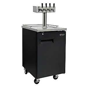 Kegco XCK-1B-4 Four Faucet Commercial Direct Draw Beer Dispenser Black Kegerator Keg Cooler