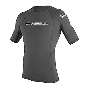 O'Neill Wetsuits UV Sun Protection Men's Basic Skins Short Sleeve Crew Rashguard (Graphite, X-Large)
