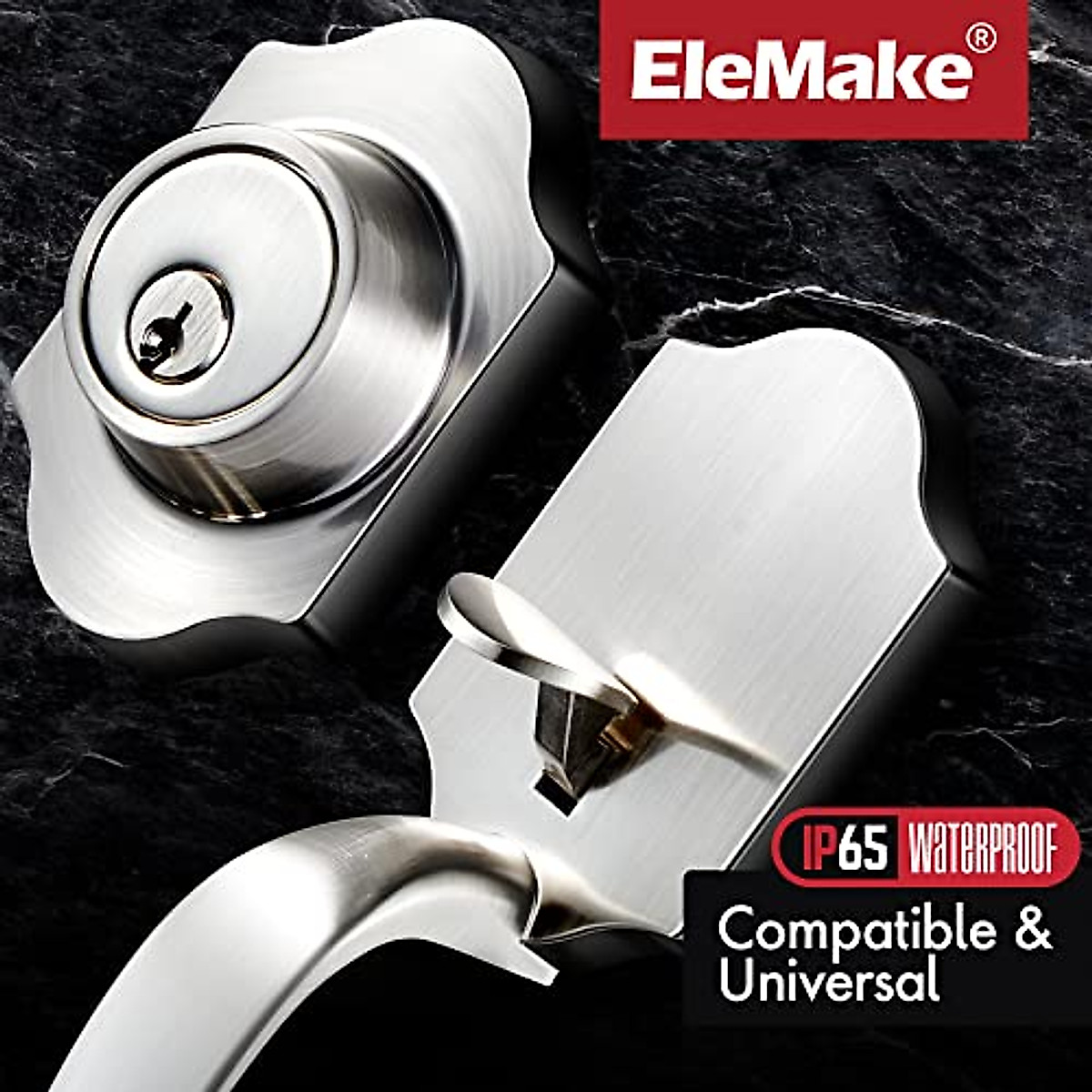 Voltstorm Front Door Lock Set - Double Door Handle Sets with Deadbolt, Door Lock with Handle Lever for Right and Left Hand, Double Cylinder Handleset Satin Nickel for Front Door Entrance Airbnb