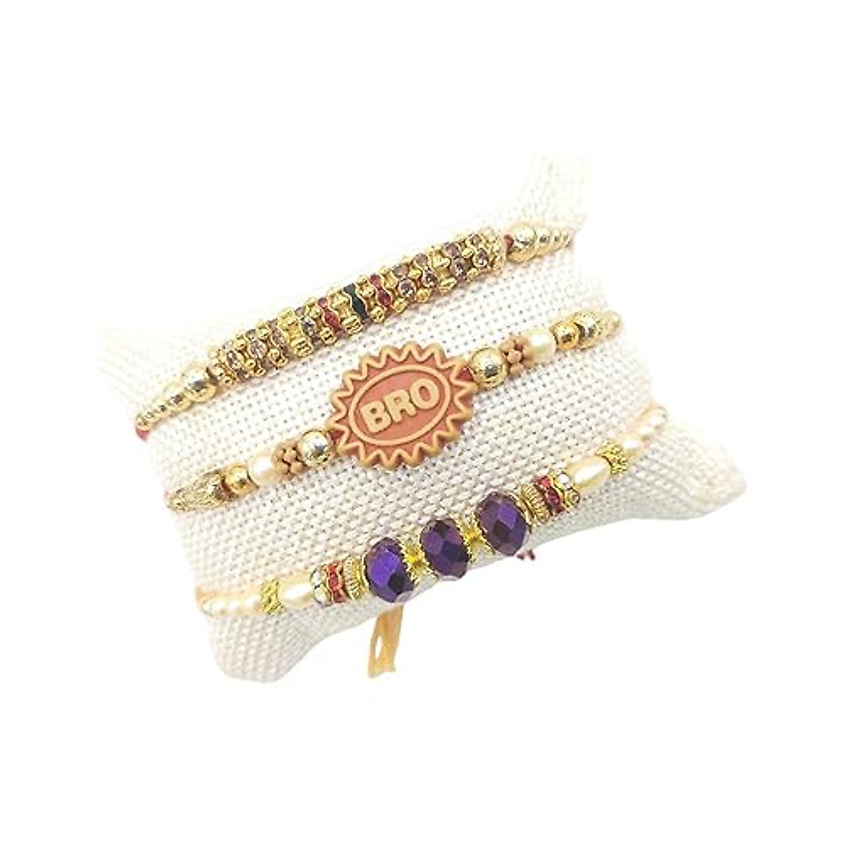 Palak Global Rakhi Bracelet for brother, Unique Design Bhabhi, Sister, Father and celebration with Family, Raksha Bandhan holy Rakhi. (Rakhi Bro Stone - Set of 3, Small) (PLK12)