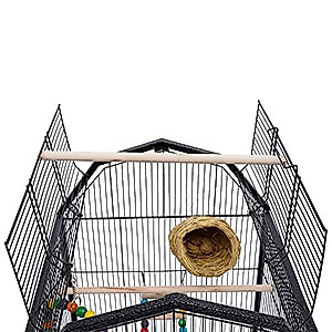 Bird Cage Open Top Standing,Parrot Cage with Rolling Stand,Large Bird Flight Cage for Parekette Cockatiel Finch Macaw Cockatoo Pet House 22.8 * 22.8 * 39.9"