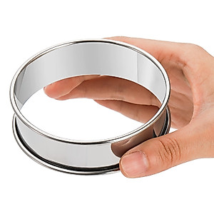 Lyellfe 20 Pieces English Muffin Rings, Stainless Steel Crumpet Rings, 3 Inch Double Rolled Nonstick Muffin Tart Ring Mold for Home Baking, Food Making