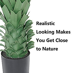 Softflame 48in Artificial Spiked Agave Plant Potted Plants, Artificial Plant with 30 Leaves, Perfect for Home Office Indoor Decoration