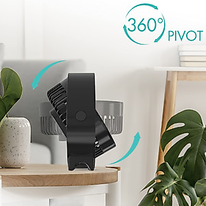 PFLANZENHAU 7.3 Inch USB Desk Fan, 360° Pivot, 3 Speeds, Quiet but Powerful, Portable Personal Table Fan for Better Cooling for Home Office Dorm Outdoor
