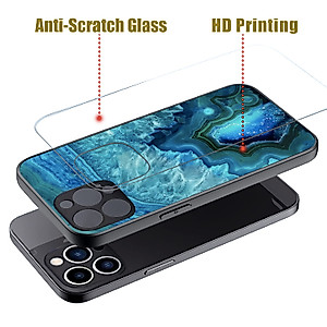 Tabavsit for iPhone 14 Pro Case, Full Surrounding Camera Protection, Agate Marble Personalized Anti-Scratch Glass Design On The Back, Shockproof Bumper, Protective Cover for iPhone14procase