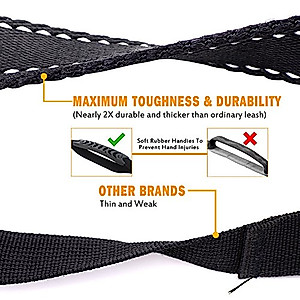 Fashion&cool Heavy Duty Dog Leash Especially Large Dogs Up to 150lbs, 4-6 Ft Reflective Dog Walking Training Shock Absorbing Bungee Leash Car Seat Belt Buckle, 2 Padded Traffic Handle Extra Control