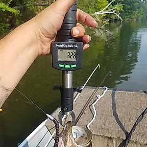 Yogayet Fish Lip Gripper with Digital Scale, 50lb/25kg Loading Capacity Fish Lip Grip,Water-Resistant Lip Grip with Tape Measure, Stainless Steel Fish Lip Grabber Fish Gripper Fishing Sale