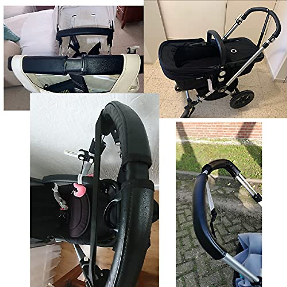 Strollers Handle Cover for Bugaboo Cameleon 1 2 3 Plus Pram Accessories Pu Protective Handlebar Case (Black)