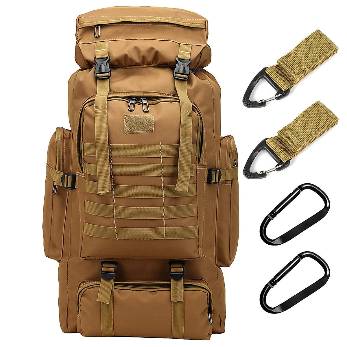 70L Waterproof Hiking Daypack Large Hiking Backpack, Hunting Camping Rucksack Backpack for Men Outdoor Sports Backpack (Yellow)