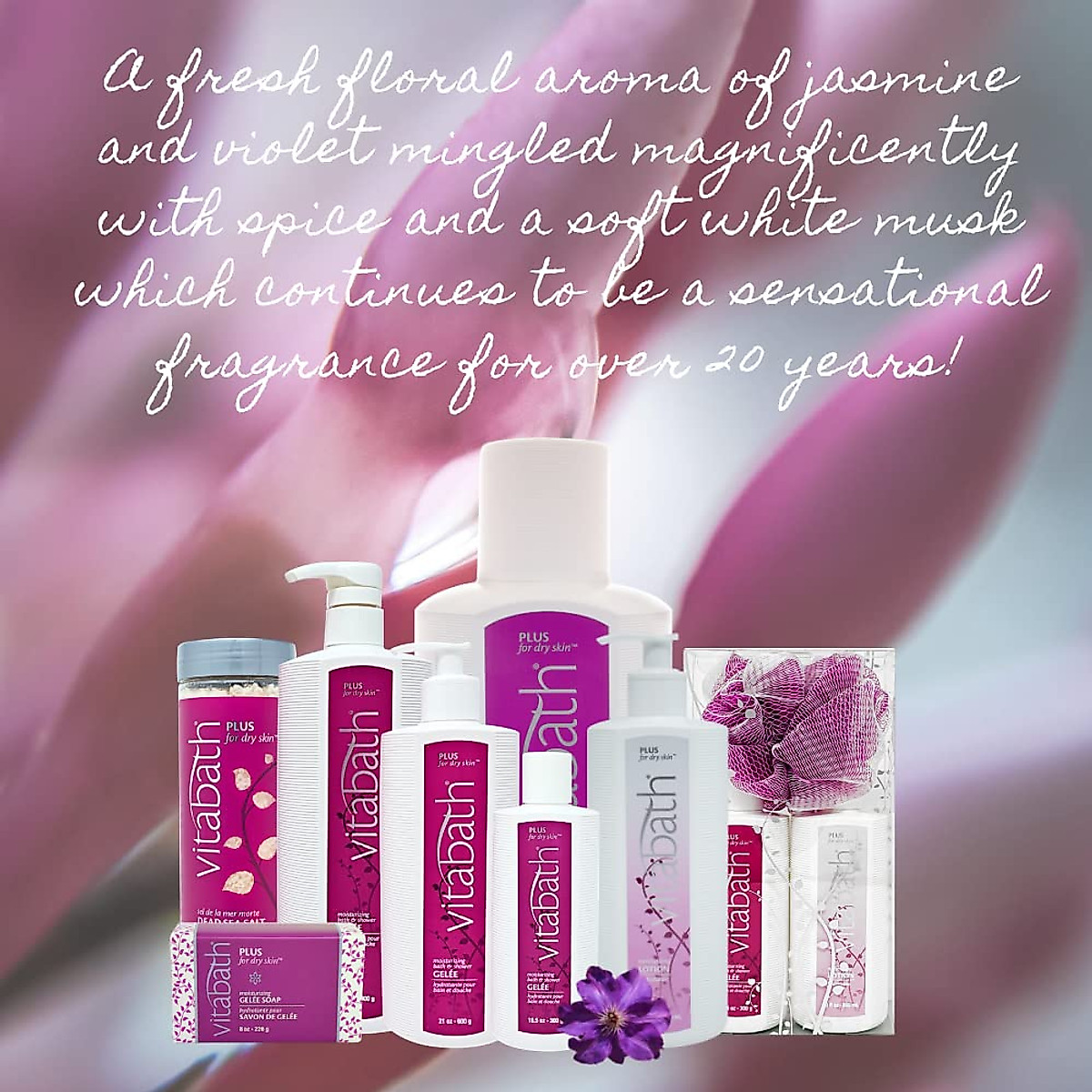 Vitabath Plus For Dry Skin Moisturizing Bath & Shower Gel Wash Replenishing Oils Deeply Hydrate & Soothe Dryness, Body Cleanser, Skin Restore & Foaming Gelee Bath - 32 oz