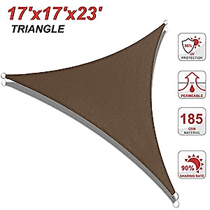 ABCCANOPY Sun Shade Sail, 17'x17'x23' UV Block Canopy Sun Awning for Patio, Deck, Backyard (Brown)