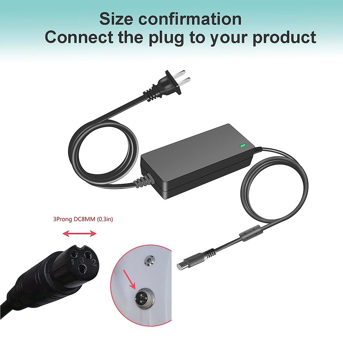 UAUSE 3 Prong 42V Charger, Suitable for 36V Pocket Mod Sports Mod Lithium Batteries Charger, for Replacing 36V Electrical Equipment Chargers