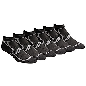 Saucony Men's Multi-Pack Bolt Performance Comfort Fit No-Show Socks, Black Assorted (6 Pairs), Shoe Size: 8-12