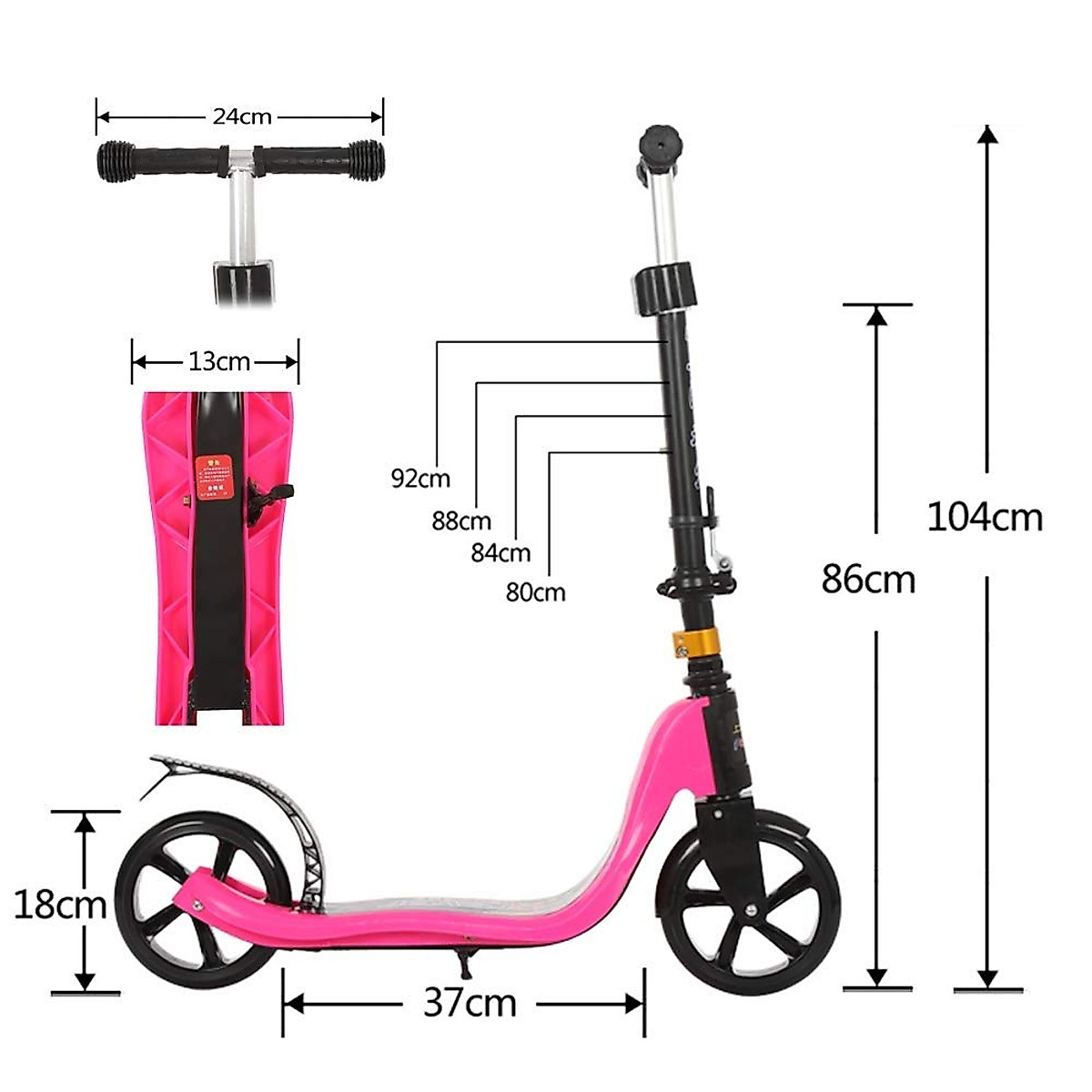 ygqtbc Mongoose Trace Foldable Kick Scooter Series, Featuring Quick-Release Adjustable Height Handlebars and Kickstand with Wheels, Multiple Colors Available (Color : Blue)