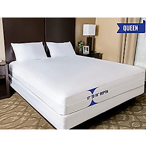 Zippered Queen Mattress Protector - Bed Bug Waterproof Mattress Cover, Premium Quality Hypoallergenic Encasement White