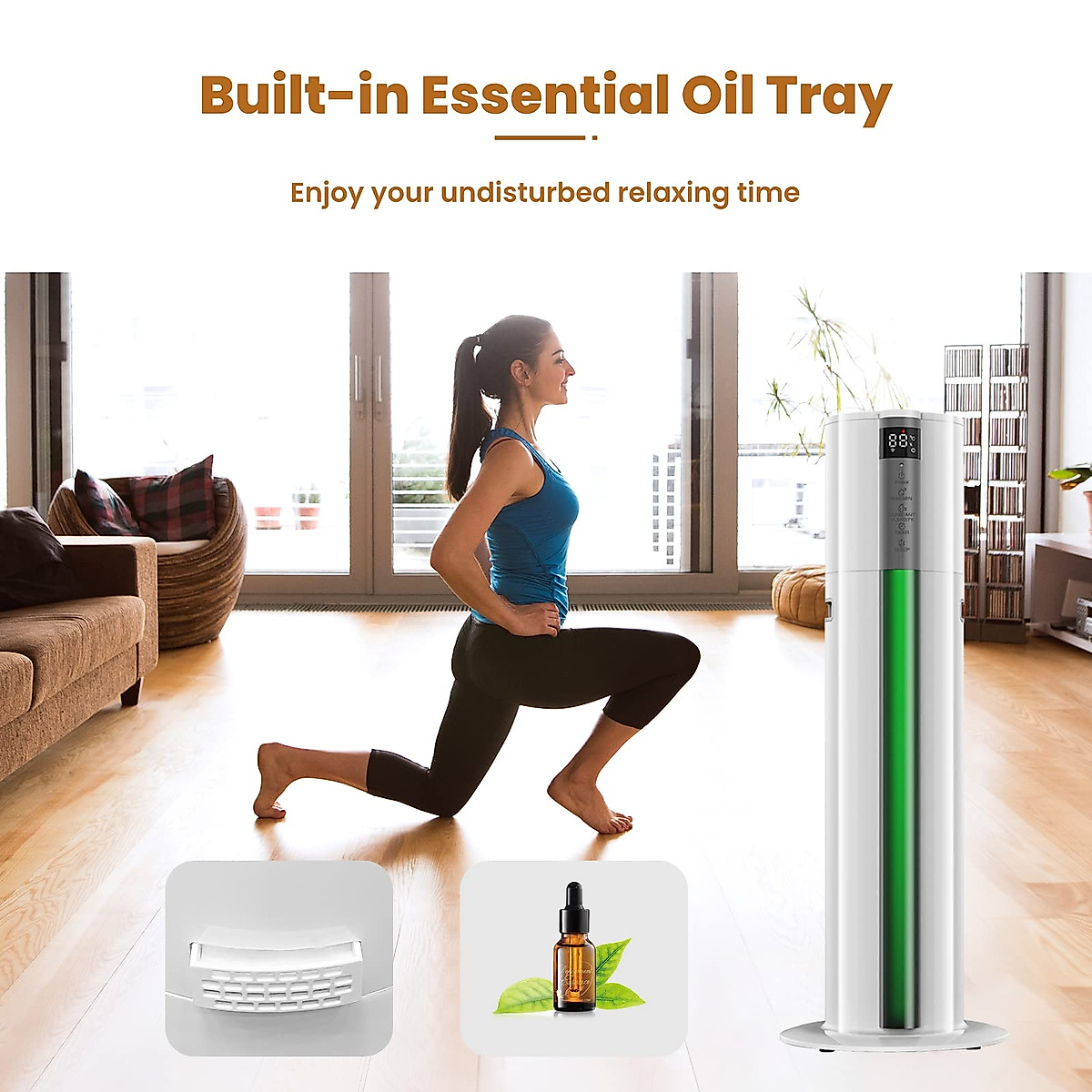 Smart Humidifiers for Bedroom Large Room, YOKEKON 7L/1.85Gal Cool Mist Top Fill Humidifier with 3 Speed Humidistat, Floor Humidifiers for Baby Kids Adults Home Yoga Sleep, Remote, White, Voice Control