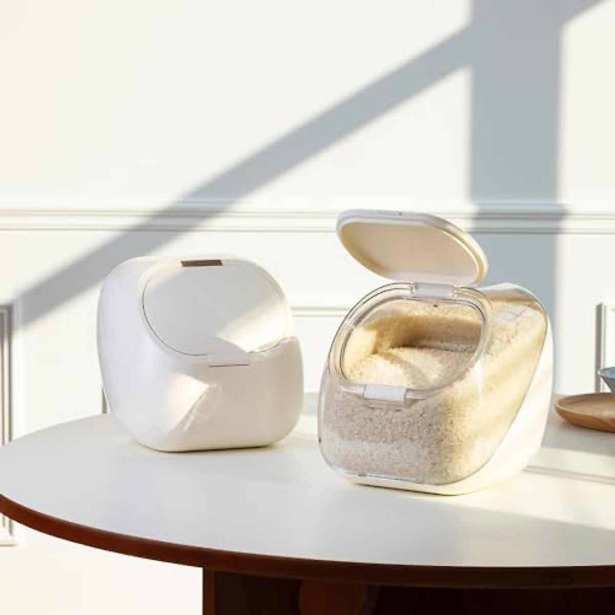 LivLab Rice Container - 10 Lbs Cereal Container Storage Container Bin with Measuring Cup Food Flour Bins Household for Kitchen Pantry Organization (Transparent)