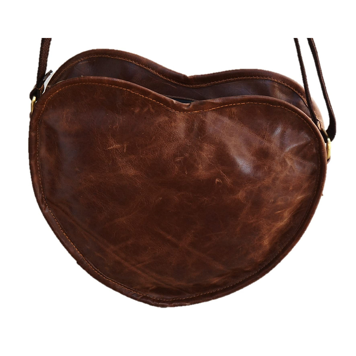 URBAN DEZIRE Women’s Handmade Genuine Buff Leather Messenger Cross-body Purse Shoulder Handbag (Brown, 12.5" L x 10" H x 3" W)