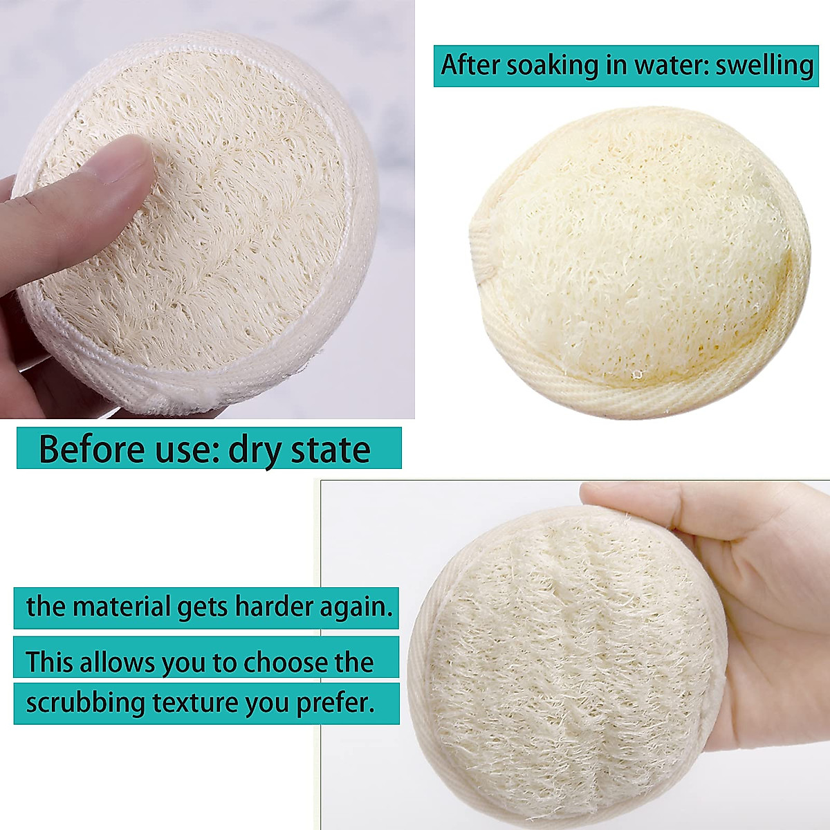 Natural Loofah Pads, Face Exfoliator Pad Scrubber Handheld Luffa Pad Sponges Suitable for Bathing, Showering, spa Facial Cleansing Available for Men and Women (2pcs)