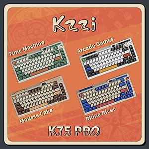 KZZI K75 PRO RGB 75% Wireless Gasket Mechanical Keyboard, Triple Mode BT 5.0/2.4G/USB-C 82 Keys Hot Swappable Gaming Keyboard w/Knob & Power Display, Custom Tactile Switches, Mousse Brown