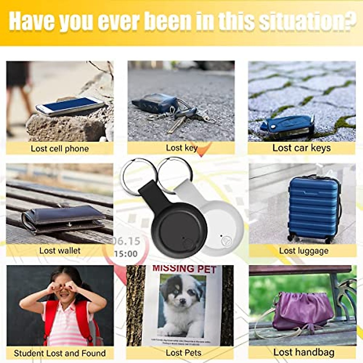 NouSKaU Portable Pet GPS Tracking - Bluetooth 5.0 Mobile Key Tracking Smart Anti-Loss Device - 2022 Mini Pet GPS Locator Bluetooth Tracer Include Batteries and Protective Case, Fit for iOS (2 Pack)