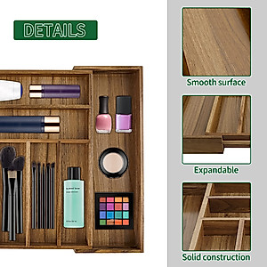 Utoplike Bamboo Expandable Kitchen Drawer Organizer and Acacia Expandable Cutlery Drawer Organizer
