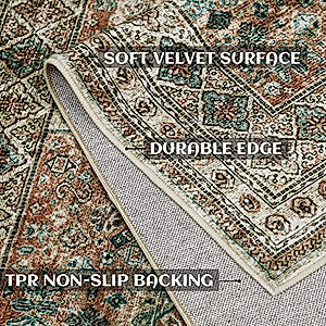RUGSREAL Machine Washable Rug Vintage Small Throw Indoor Carpet Low Pile Non-Slip Boho Area Rug Persian Rug for Living Room Bedroom Home Office, 3' x 5' Taupe