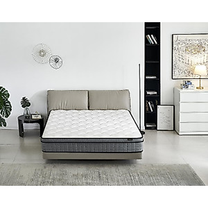 Container Furniture Direct Hybrid 12 Inch Queen Mattress in a Box, Pillow Top Bed Cushion with Gel Infused Memory Foam, Breathable and Hypoallergenic, Medium Firm for Lumbar Support