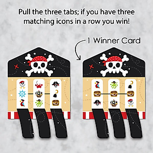 Big Dot of Happiness Pirate Ship Adventures - Skull Birthday Party Game Pickle Cards - Pull Tabs 3-in-a-Row - Set of 12