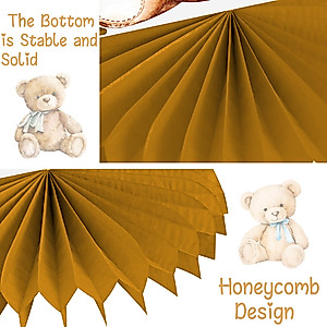 10pcs Bear Baby Shower Honeycomb Centerpieces Bear Birthday Party Supplies Bear Baby Shower Decorations Teddy Bear Table Toppers for Teddy Bear Themed Baby Shower We Can Bearly Wait Party Supplies