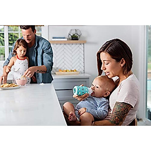 Lifefactory Glass Baby Bottle with Stage 1 Nipple and Protective Silicone Sleeve Blanket 4 Oz