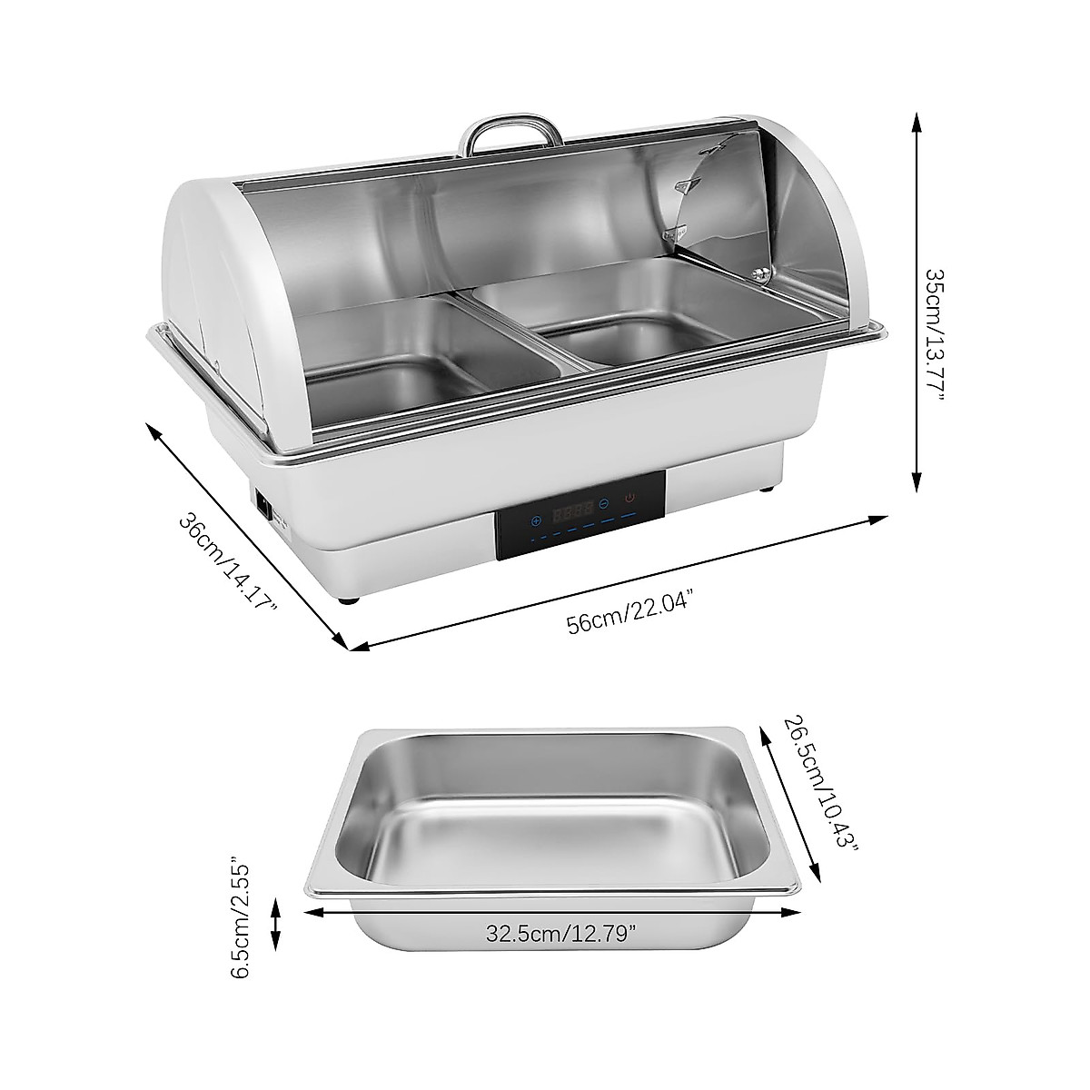 Electric Chafing Dish,Flip Top Chafing Dish,Dual Compartment Chafing Dish,Stainless Steel Electric Chafing Dis,for Parties,Wedding Brunches,Picnics,Buffets