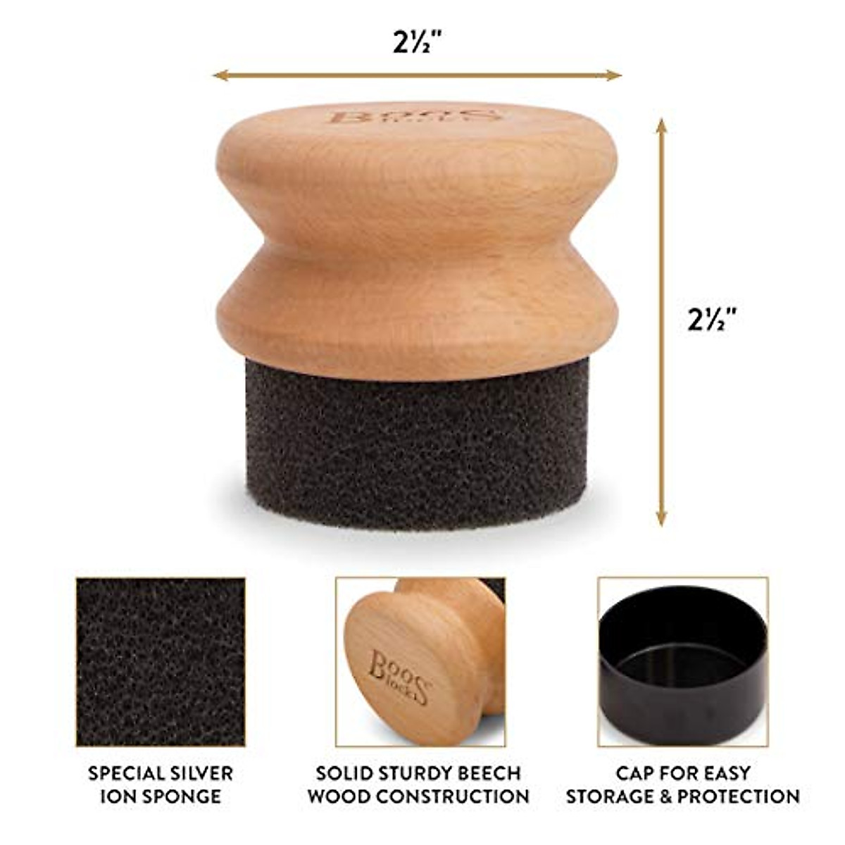 John Boos Butcher Block Oil & Cream Applicator, 1 count, Beechwood