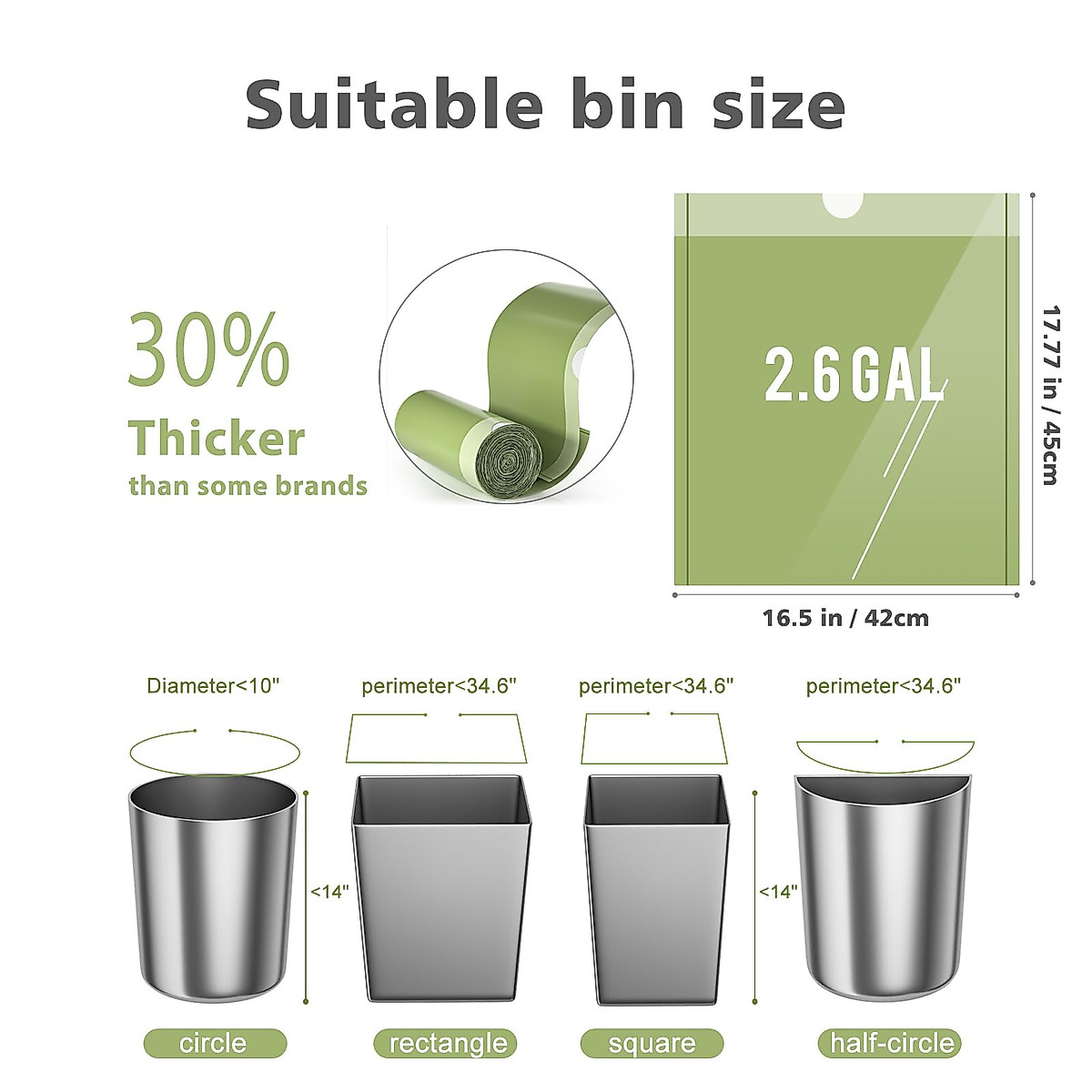 Small Trash Bags 125 Count, Zeuste No-Tearing 2.6-3 Gallon Trash Bag 70% PCR Content Drawstring Small Trash Bags Bathroom Trash Bags Separated Unscented 2 Gallon Trash Bag for Office, Kitchen, Pet